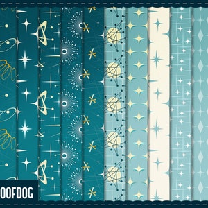 Atomic Starbursts Digital Paper | 1950s Atomic Pattern | Mid Century ...