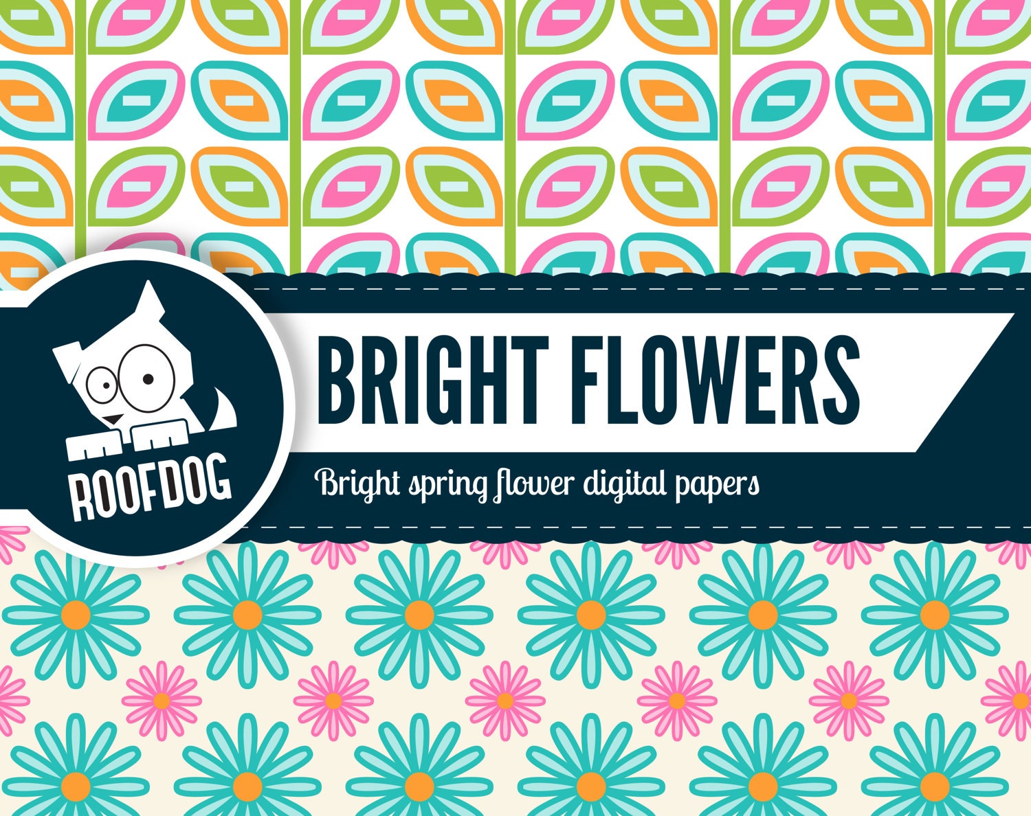 Spring Digital Paper Bright Floral Digital Patterns Spring - Etsy