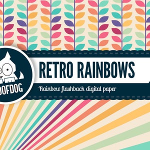 Vintage Rainbow Digital Paper | Retro Rainbow | 1960s Rainbow | 1970s ...