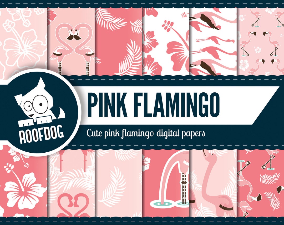 Pink Flamingo Digital Paper Pink and White Flamingos Digital Paper Pack ...