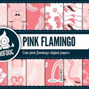 Pink Flamingo Digital Paper Pink and White Flamingos Digital Paper Pack ...