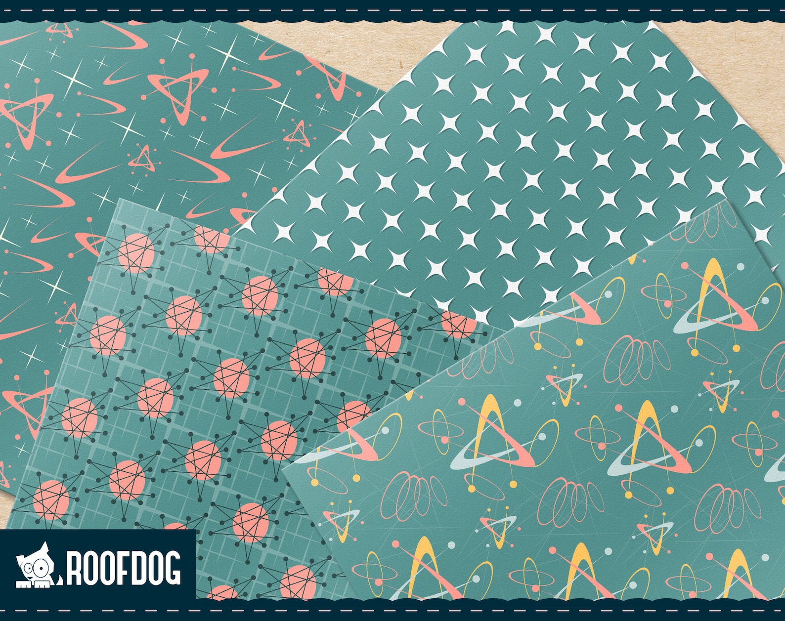Mid-century Modern Starburst Digital Paper | Mid-century Modern Atomic ...