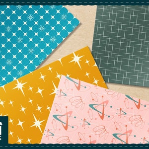 Mid Century Atomic Starbursts Digital Paper | 1950s Atomic Pattern ...