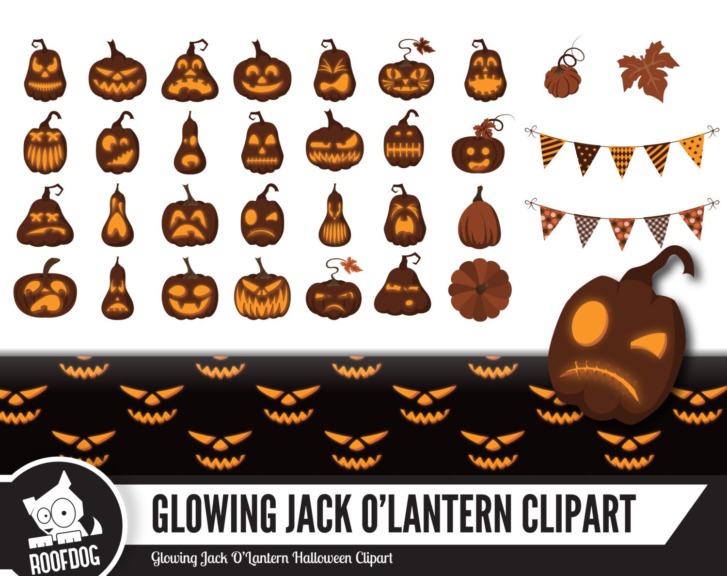 Jack O Lantern Clipart Glowing Jack O Lantern Halloween - Etsy