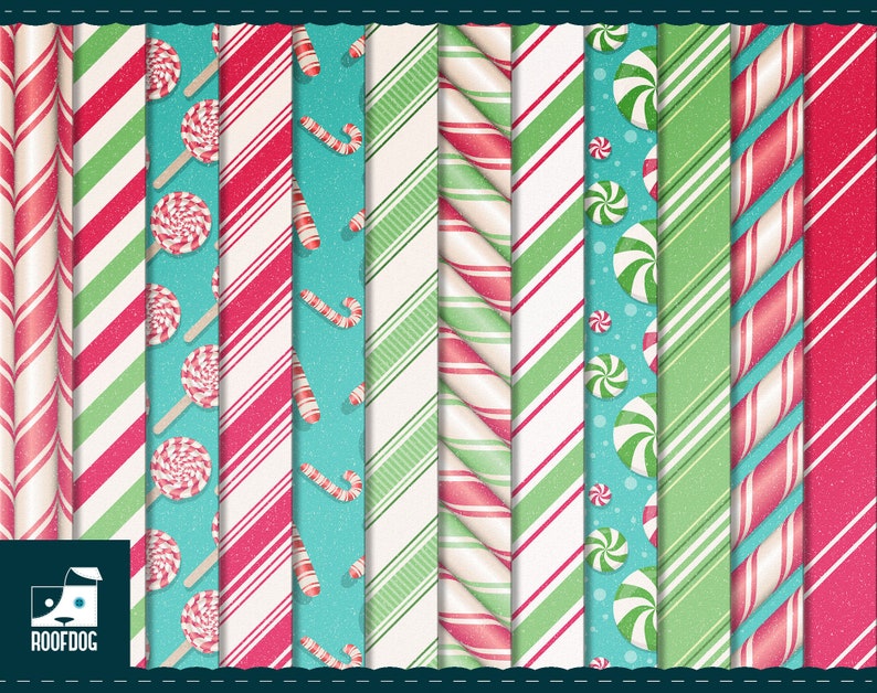 Christmas Digital Paper | Christmas Candy Cane Pattern | Peppermint ...