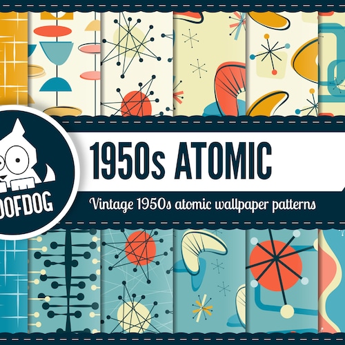 1950s Cocktail Digital Paper Mid Century Modern Atomic - Etsy