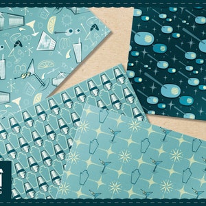 Atomic Cocktail Digital Paper | Mid Century Modern Atomic Pattern ...