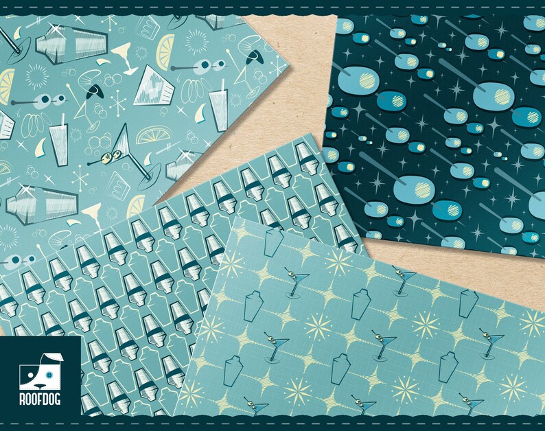 Atomic Cocktail Digital Paper | Mid Century Modern Atomic Pattern ...