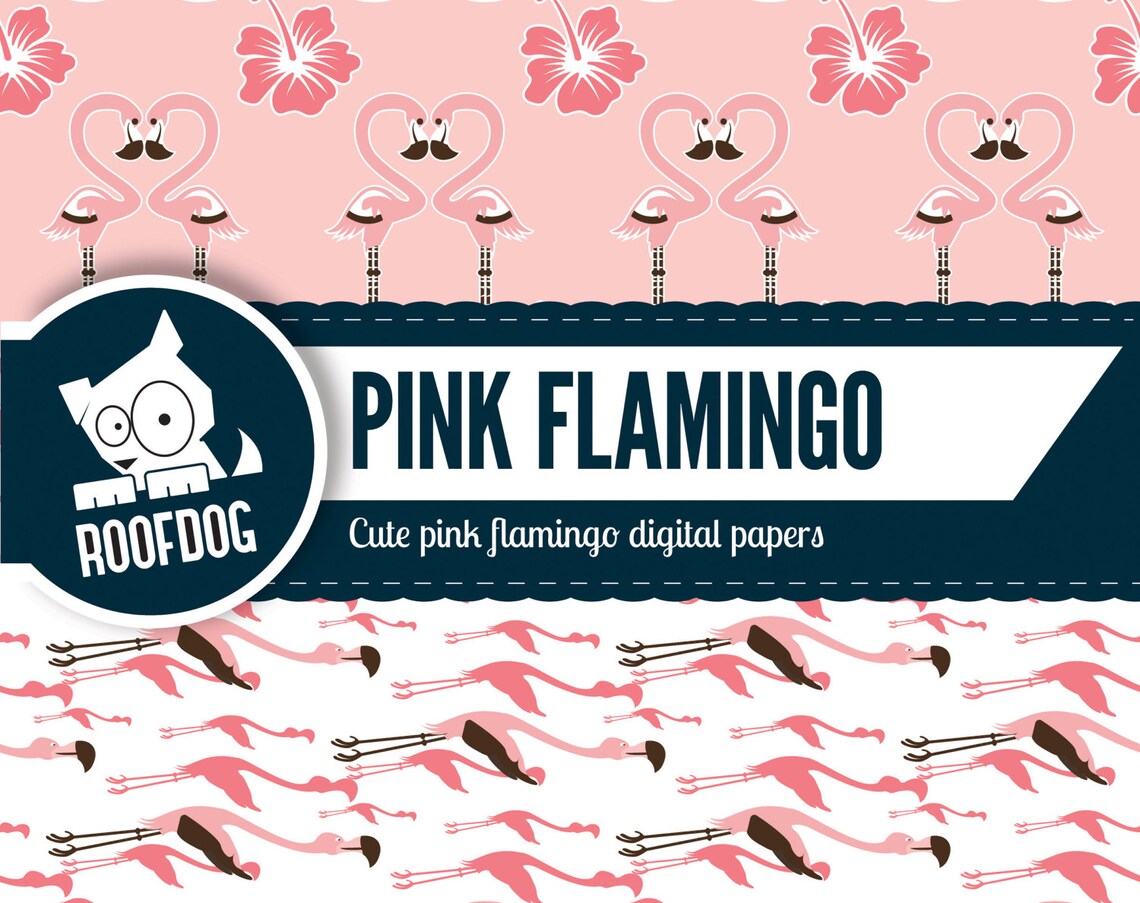 Pink Flamingo Digital Paper Pink and White Flamingos - Etsy