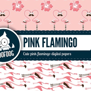 Pink Flamingo Digital Paper Pink and White Flamingos Digital Paper Pack ...