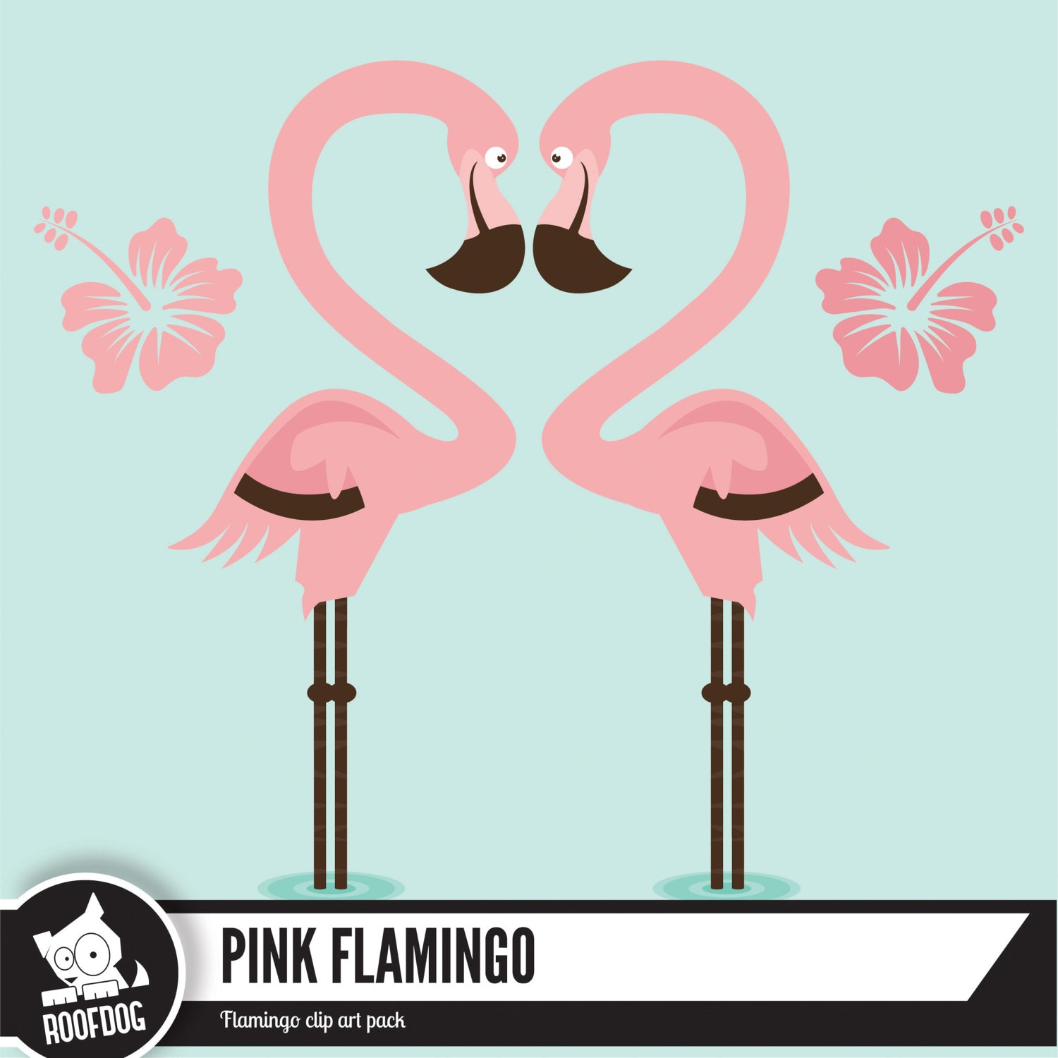 Flamingo Clipart Bright Tropical Clip Art Tropical Pink - Etsy