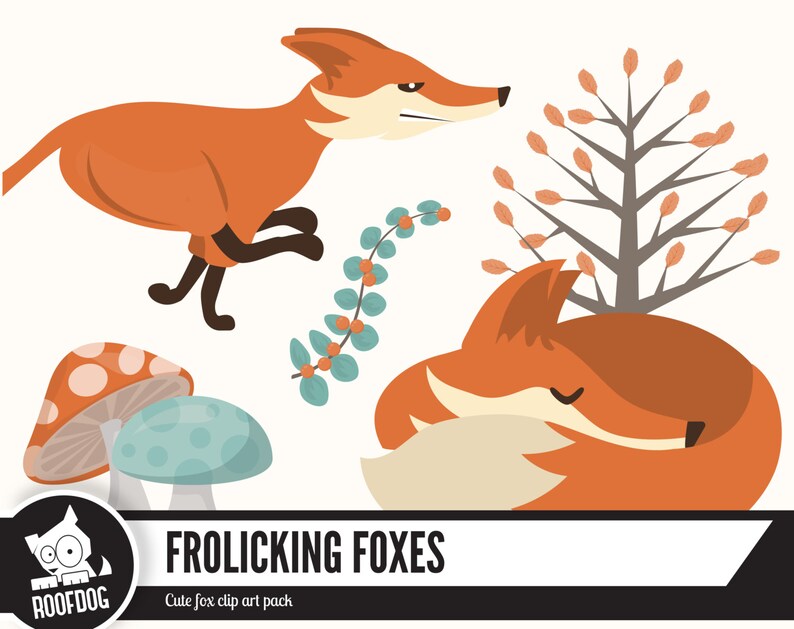 Woodland Foxes Clipart Fox Clip Art Woodland Autumn Fox - Etsy