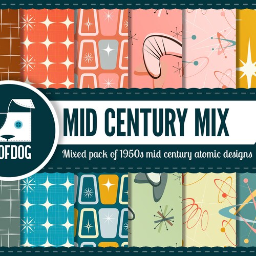 1950s Cocktail Digital Paper Mid Century Modern Atomic - Etsy