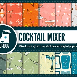 Atomic Cocktail Mixer Digital Paper | Mid Century Modern Atomic Pattern ...
