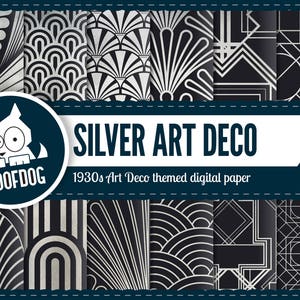 Art Deco Silver Foil Digital Paper | Silver Foil Wallpaper Pattern ...