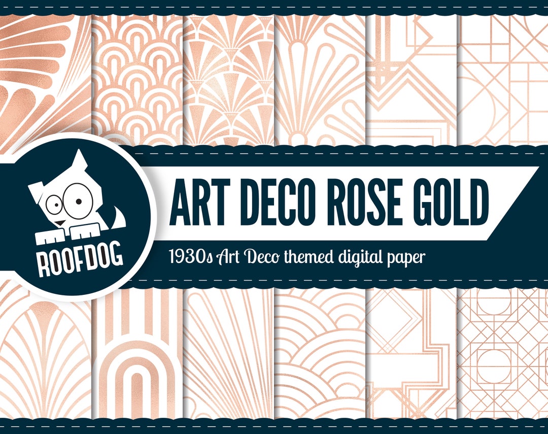 Art Deco Rose Gold Digital Paper Rose Gold and White Rose Gold Foil ...