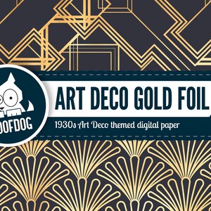 Art Deco Gold Foil Digital Paper | 1920s Pattern | 1930s Art Deco ...
