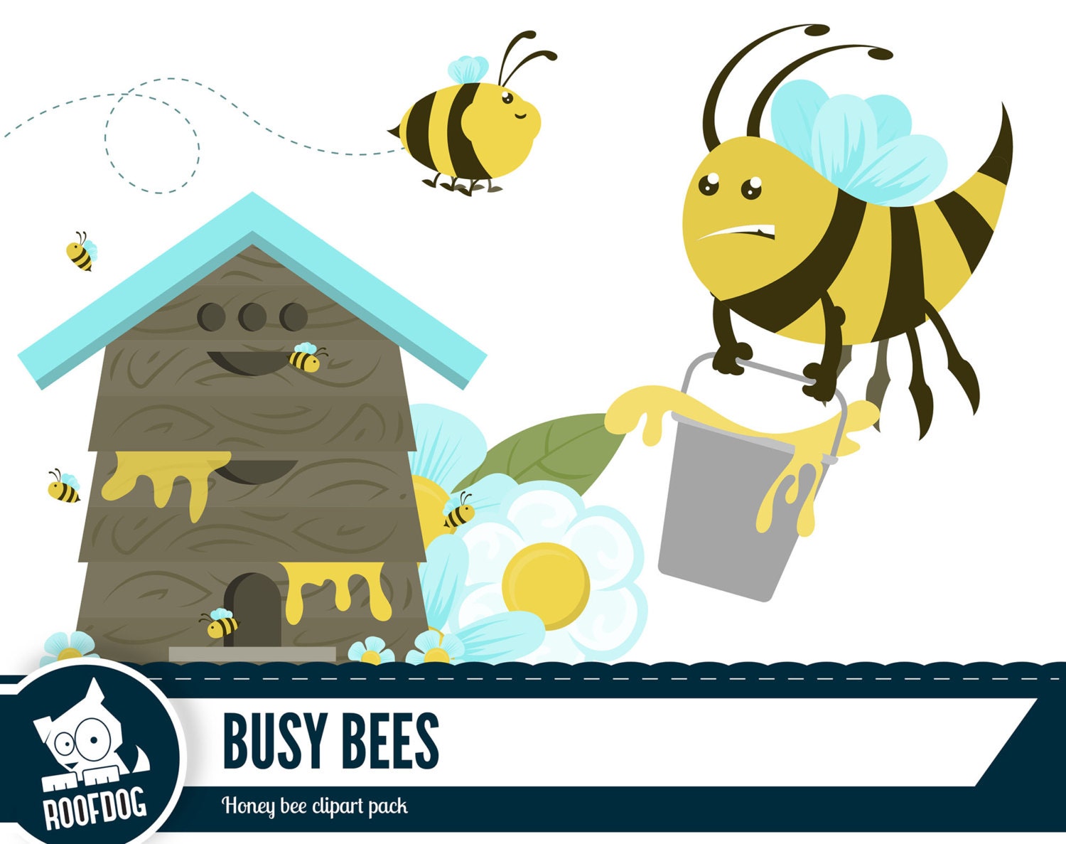 Honey Bee Clipart Busy Bee Honey Clip Art Bumble Bee Hive - Etsy