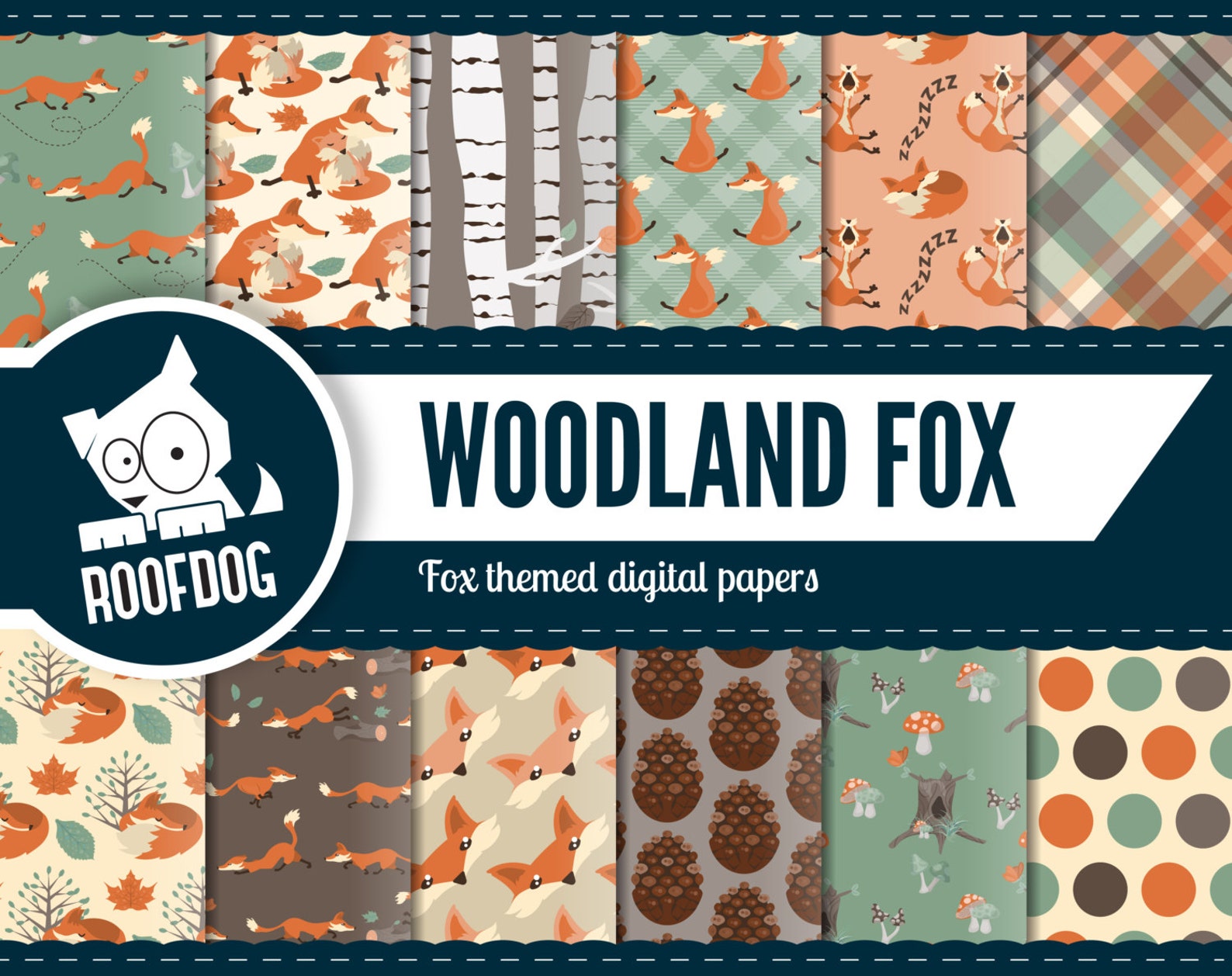 Woodland Foxes Digital Paper | Autumn Fox Digital Paper | Fall Foxes ...