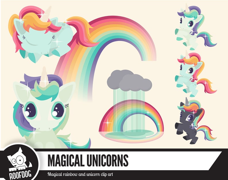 SALE Rainbows and Unicorns Clip Art Unicorn Scrapbooking - Etsy