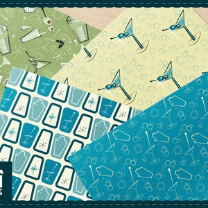 Atomic Cocktail Mixer Digital Paper | Mid Century Modern Atomic Pattern ...