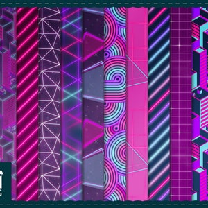 Eighties Digital Paper | Blue and Purple Neon Digital Paper | 1980s ...