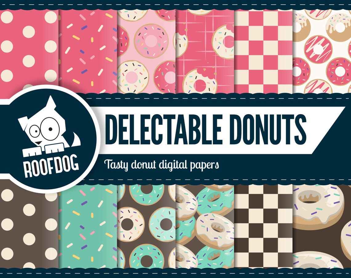 Donut Digital Paper National Donut Day Digital Pink Mint - Etsy