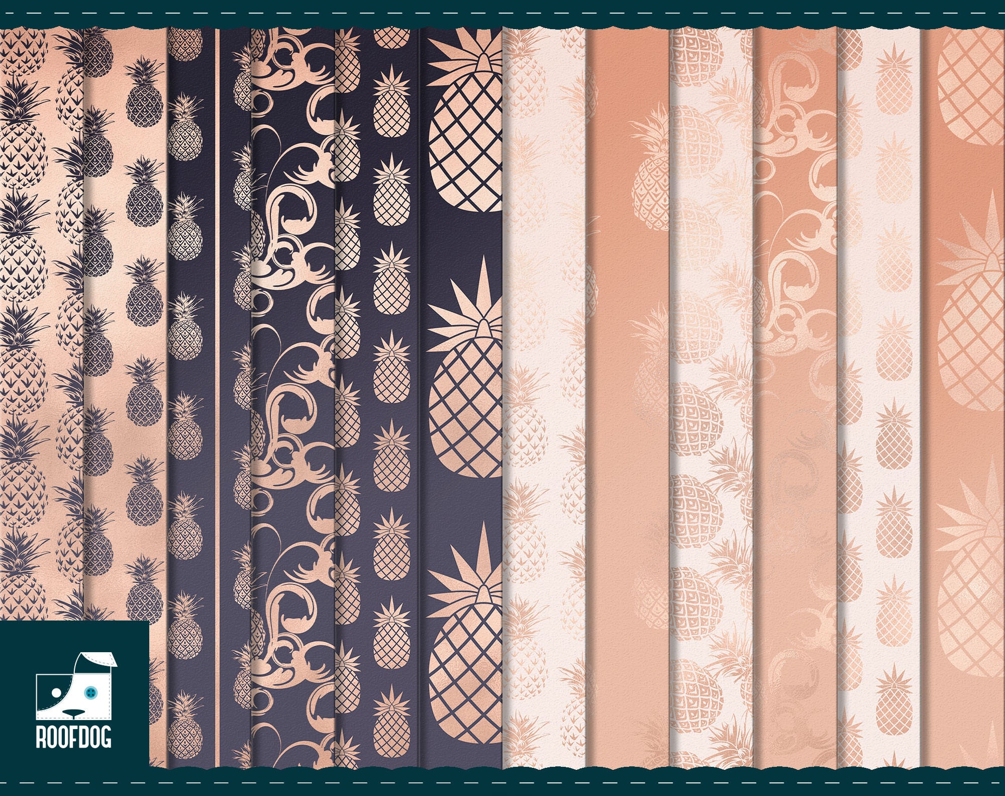 Rose Gold Pineapple Digital Paper Retro Wallpaper Digital - Etsy