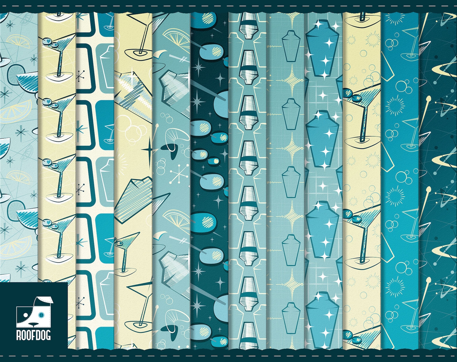 Atomic Cocktail Digital Paper | Mid Century Modern Atomic Pattern ...