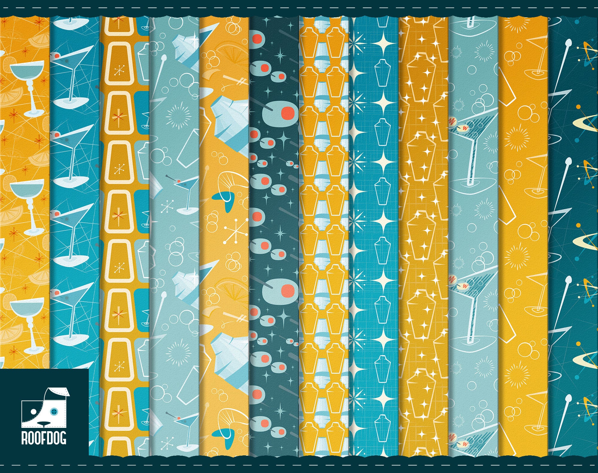 1950s Cocktail Digital Paper Mid Century Modern Atomic - Etsy