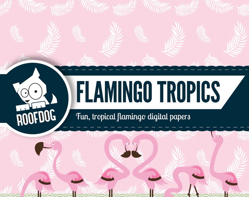 Pink Flamingo Digital Paper Tropical Paradise Flamingos - Etsy