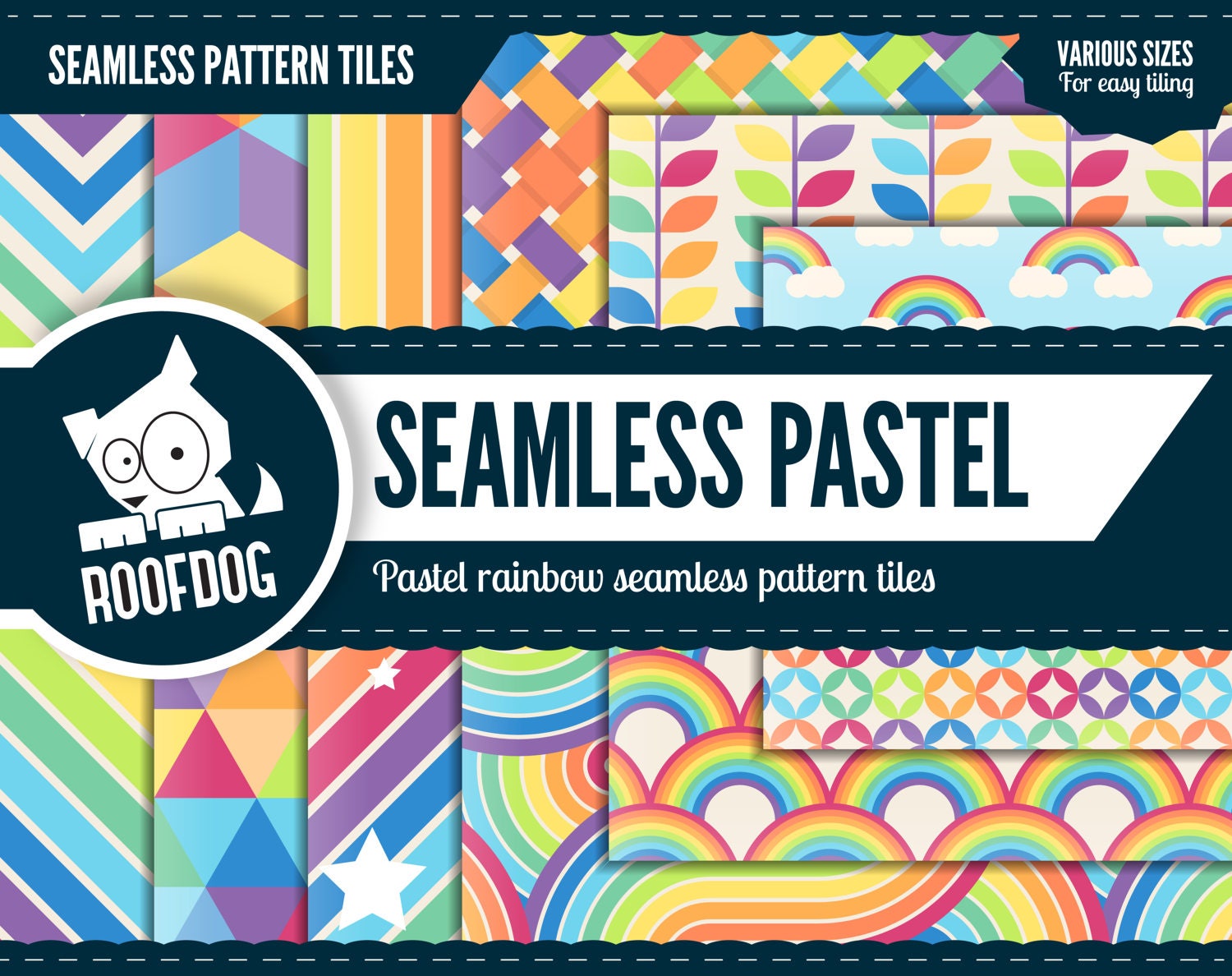 Seamless Rainbow Pattern Bright Rainbow Digital Paper Seamless Pastel ...