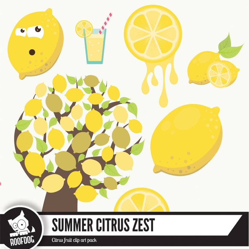 Citrus Summer Clipart Summer Fruit Digital Clip Art Lemon - Etsy