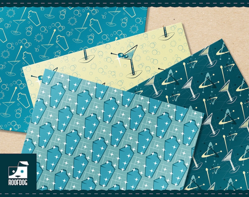 Atomic Cocktail Digital Paper | Mid Century Modern Atomic Pattern ...