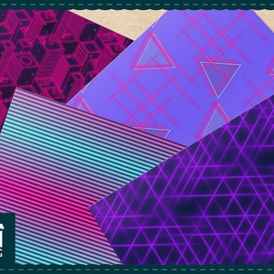 1980s Digital Paper | Purple Neon Digital Paper | 1980s Retrowave ...