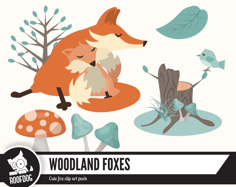 Woodland fox clipart Foxes clip art Woodland autumn fox | Etsy