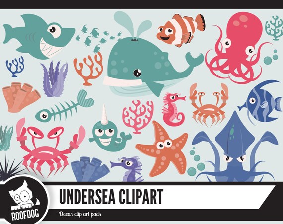 Sea creature clipart | Fish clip art | Undersea digital clipart ...