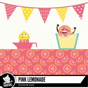 Pink Lemonade Summer Clipart | Lemonade Stand Digital Clip Art | Pink ...