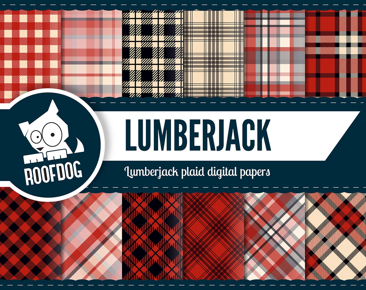 Lumberjack Plaid Pattern Digital Paper Red and Black Tartan - Etsy