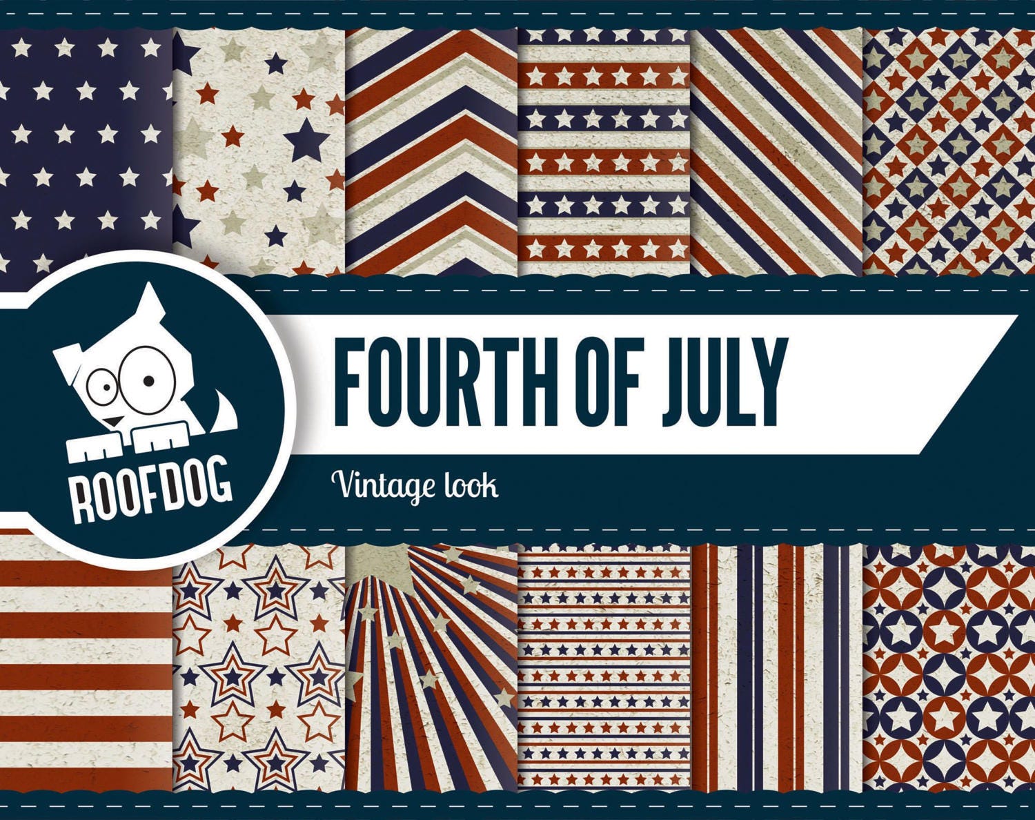 Fourth of July Digital Paper Vintage Independence Day - Etsy