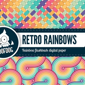 Vintage Rainbow Digital Paper | Retro Rainbow | 1960s Rainbow | 1970s ...
