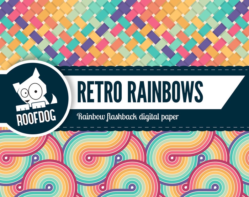Vintage Rainbow Digital Paper | Retro Rainbow | 1960s Rainbow | 1970s ...