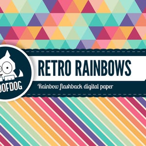 Vintage Rainbow Digital Paper | Retro Rainbow | 1960s Rainbow | 1970s ...
