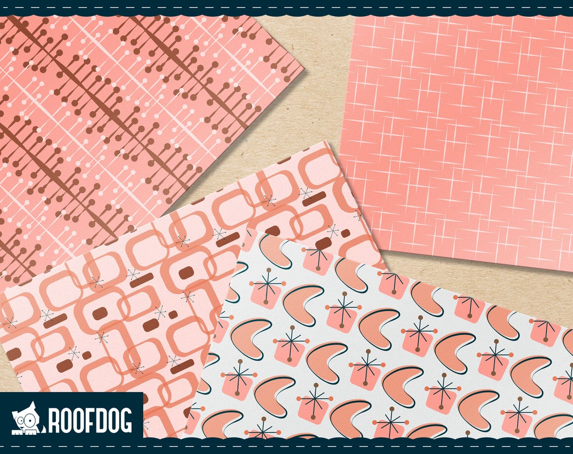 1950s Retro Wallpaper | Mid Century Atomic | Pink and Gray | Atomic ...