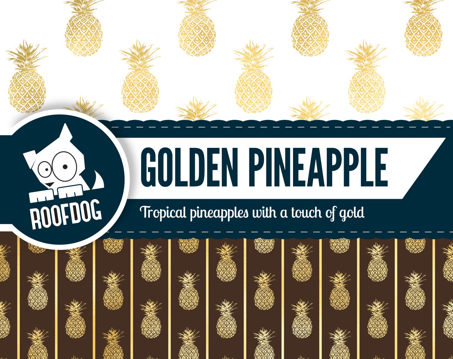 Gold Pineapple Digital Paper Golden Pineapple Pattern Digital Paper ...