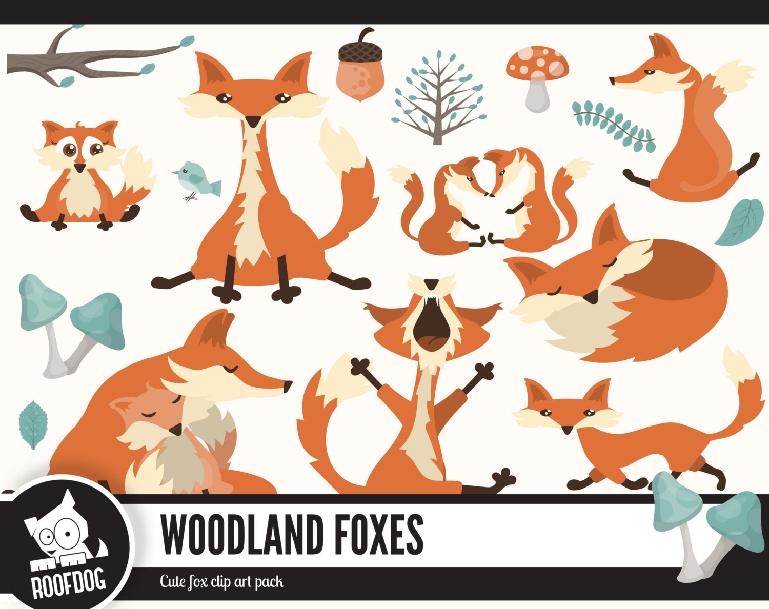 Woodland Fox Clipart Foxes Clip Art Woodland Autumn Fox Fall Woodland ...