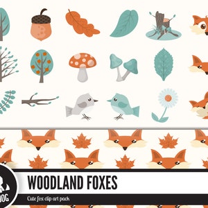 Woodland Fox Clipart Foxes Clip Art Woodland Autumn Fox Fall Woodland ...
