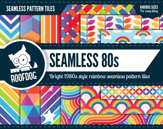 Seamless bright rainbow pattern | 1980s rainbow digital paper | disco ...
