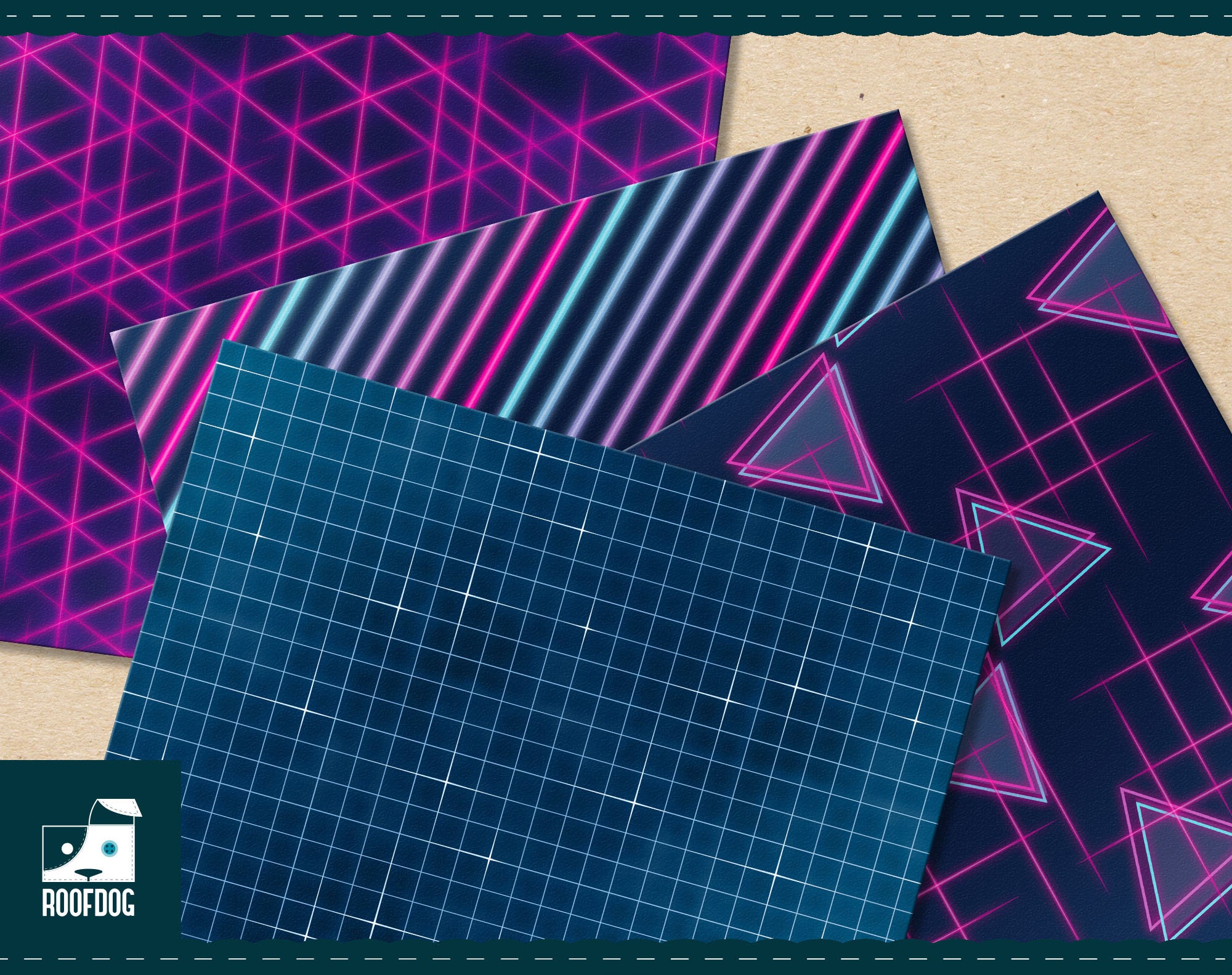 1980s Digital Paper Purple Neon Digital Paper 1980s Retrowave Pattern ...