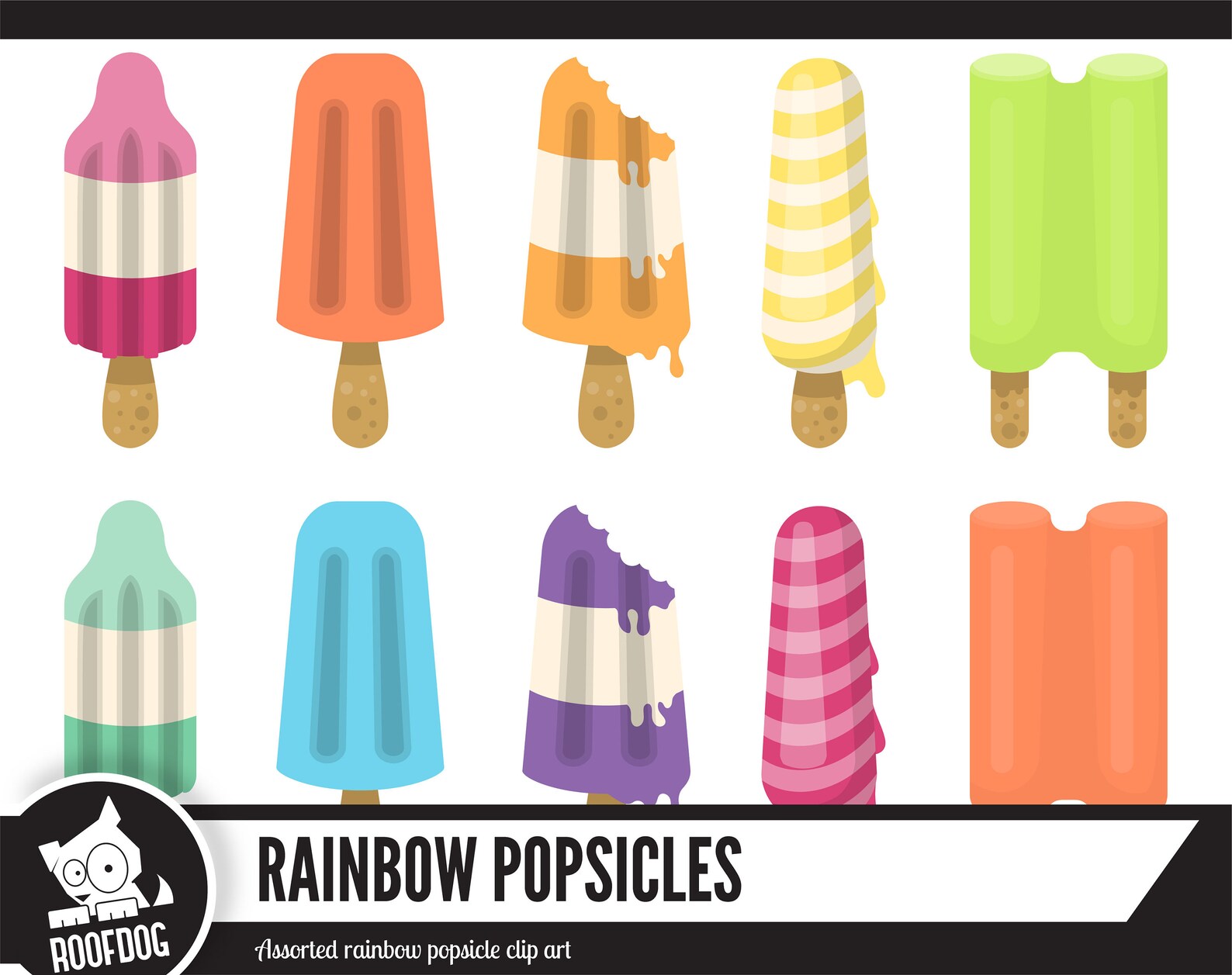 Popsicle Clipart Summer Clip Art Rainbow Popsicle Clip Art - Etsy UK